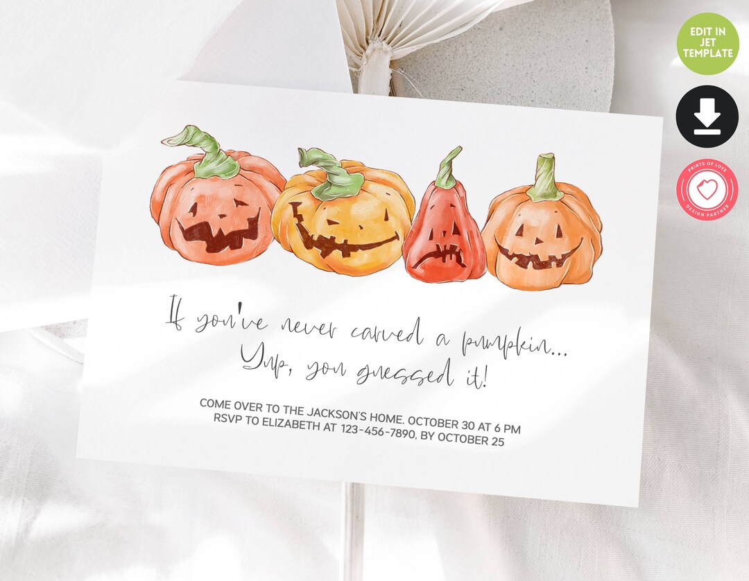 Printable Pumpkin Carving Invitation Editable Spooky Harvest Festival ...