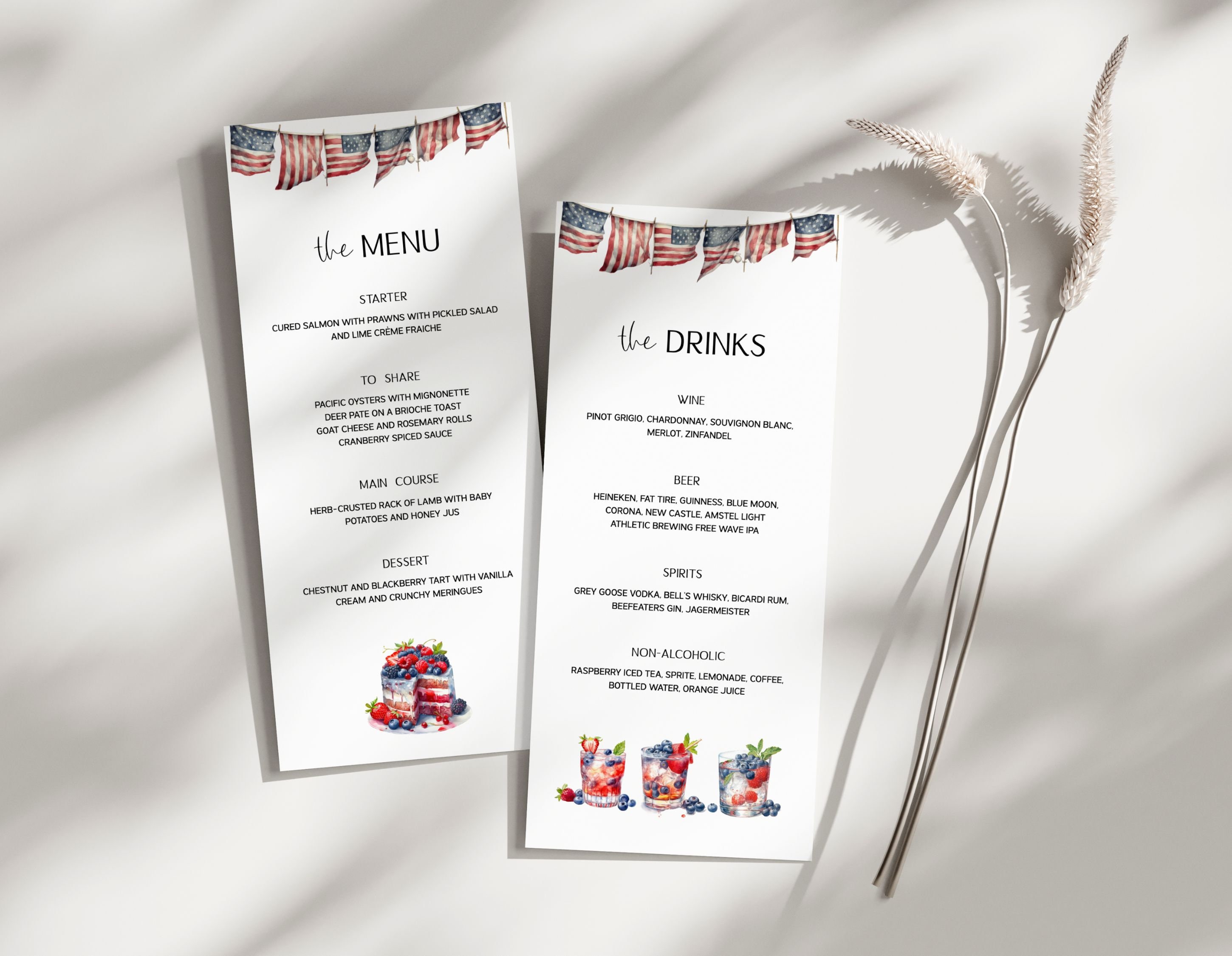 American Flag Menu Template, Patriot Event Menu, Menu for the 4th of ...