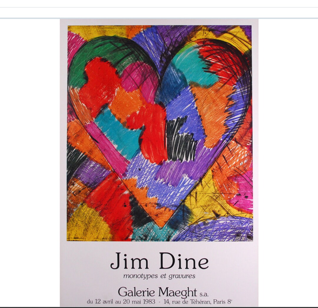 Jim Dine "heart" Color Offset Lithographic Poster - Created for an ...