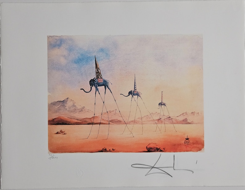 Salvador Dalí giraffe Elephants Edition Printed on BFK RIVES INFINITY ...
