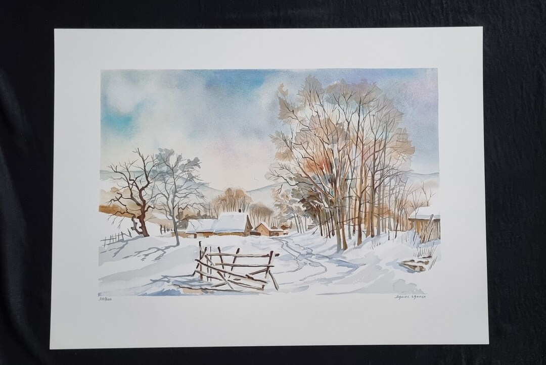 Daniel Lanoux (1949) "chalet a Hiver" Lithograph Numbered and Signed ...