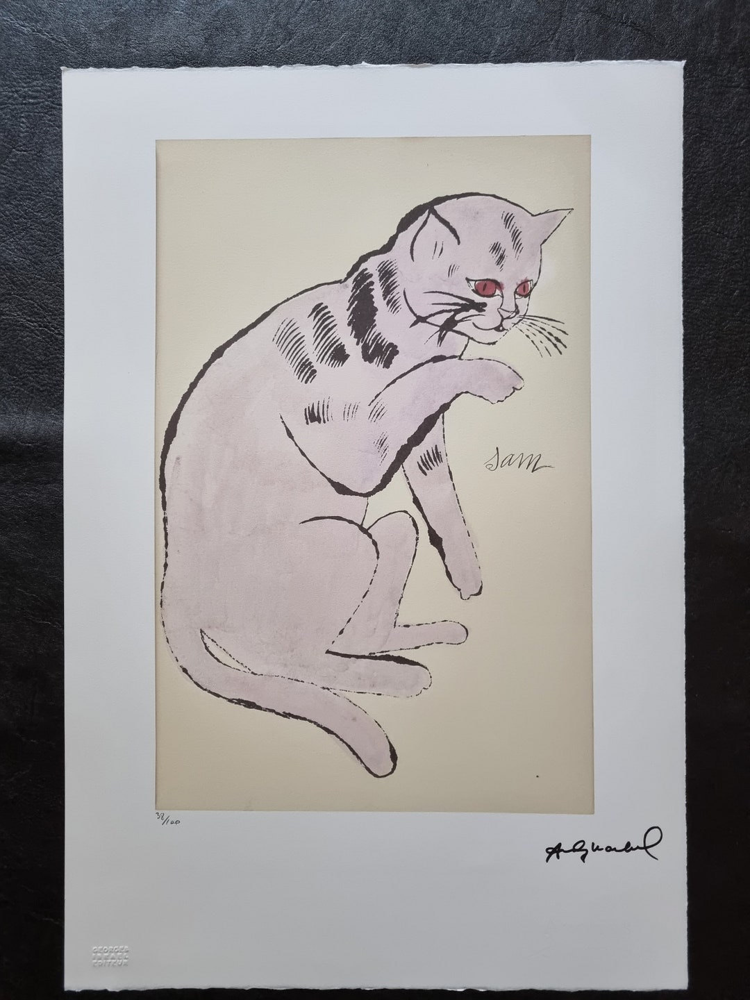 Andy Warhol cat Lithograph Reproduction, 100 Copies. Dimensions 56 X 38 ...