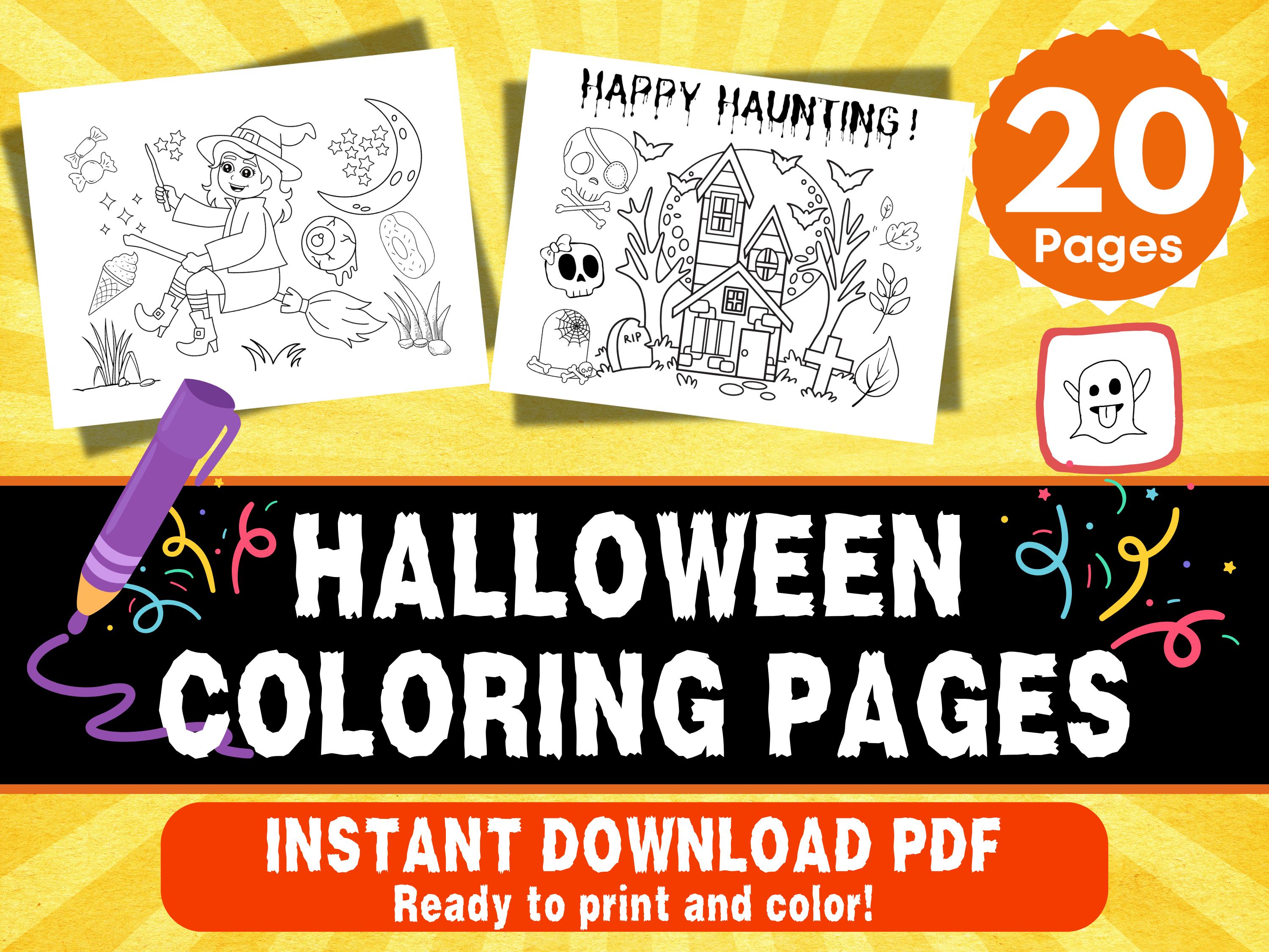 Halloween Activity Sheet (coloring Pages) | 20 Fun Pages for Kids - Etsy