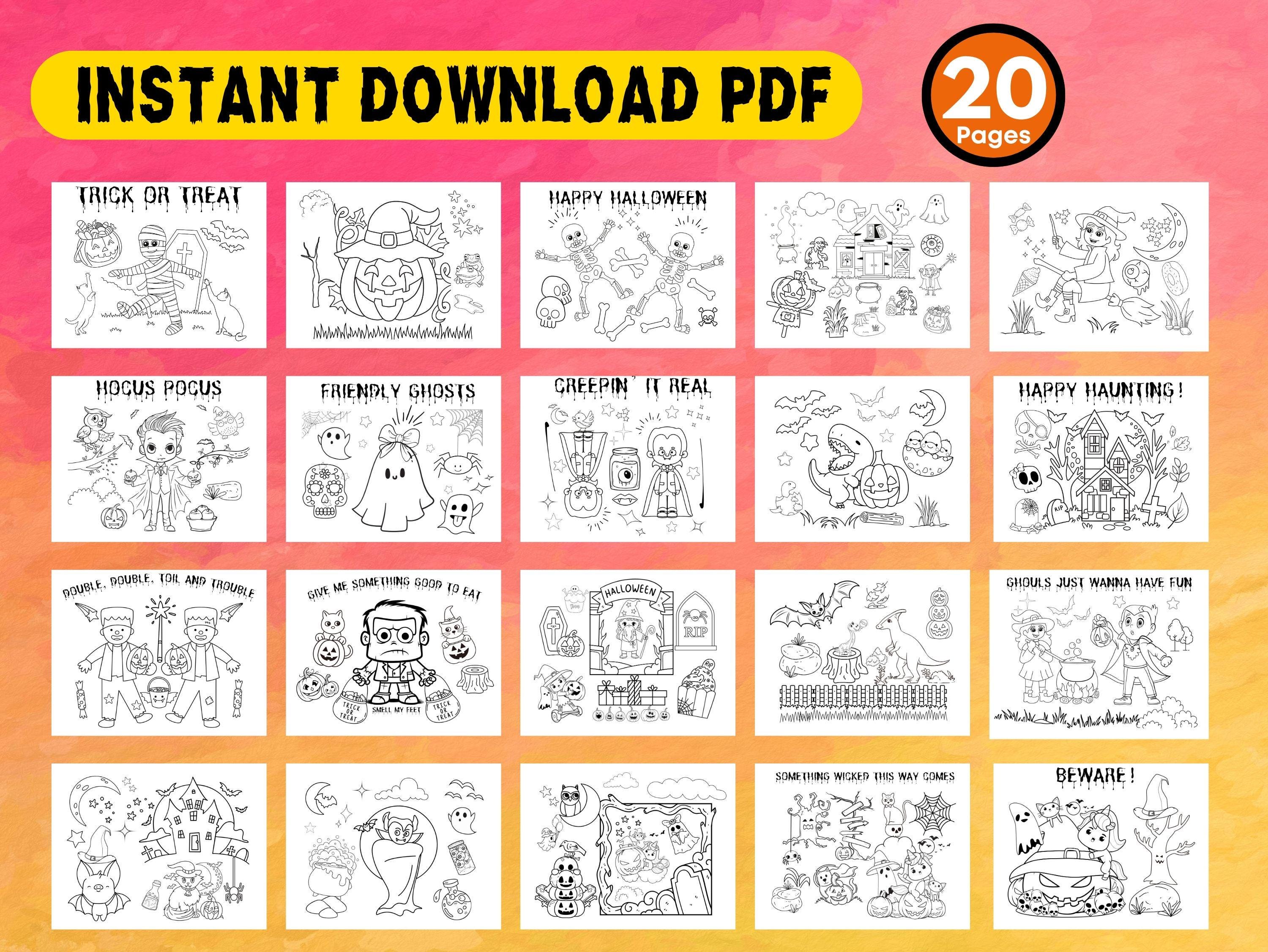 Halloween Activity Sheet (coloring Pages) | 20 Fun Pages for Kids - Etsy