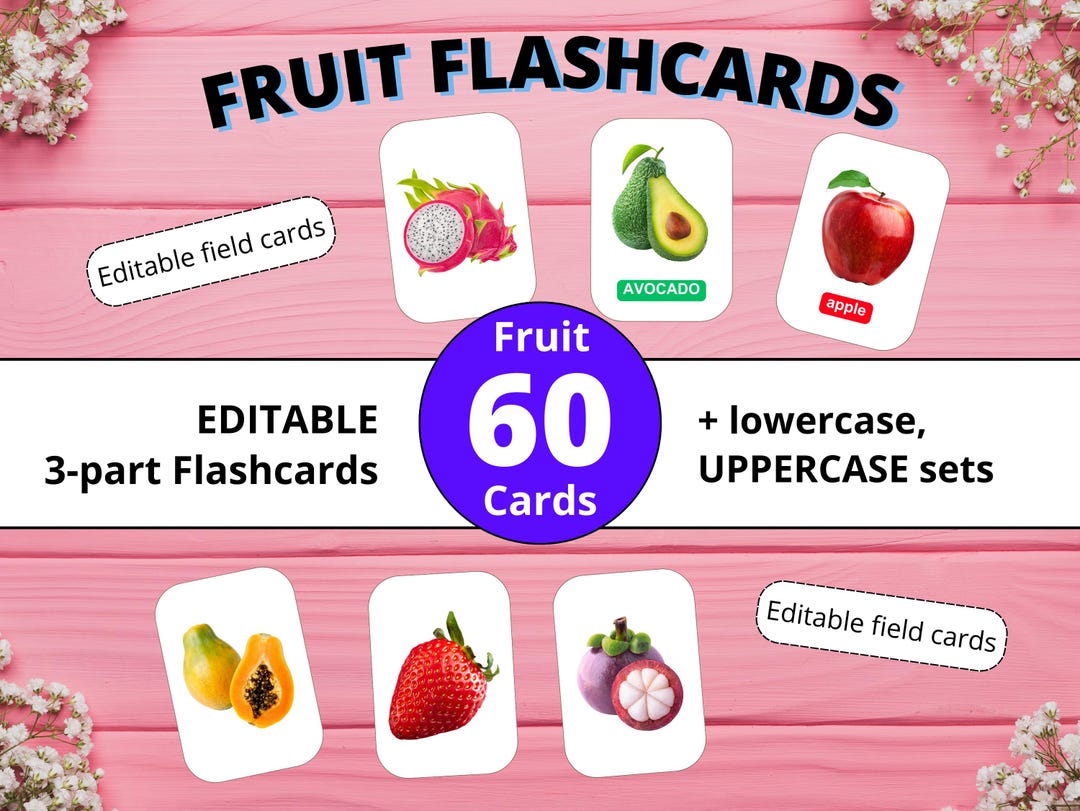 Fruit Flashcards - 60 Real Picture Cards for Montessori and Homeschool ...