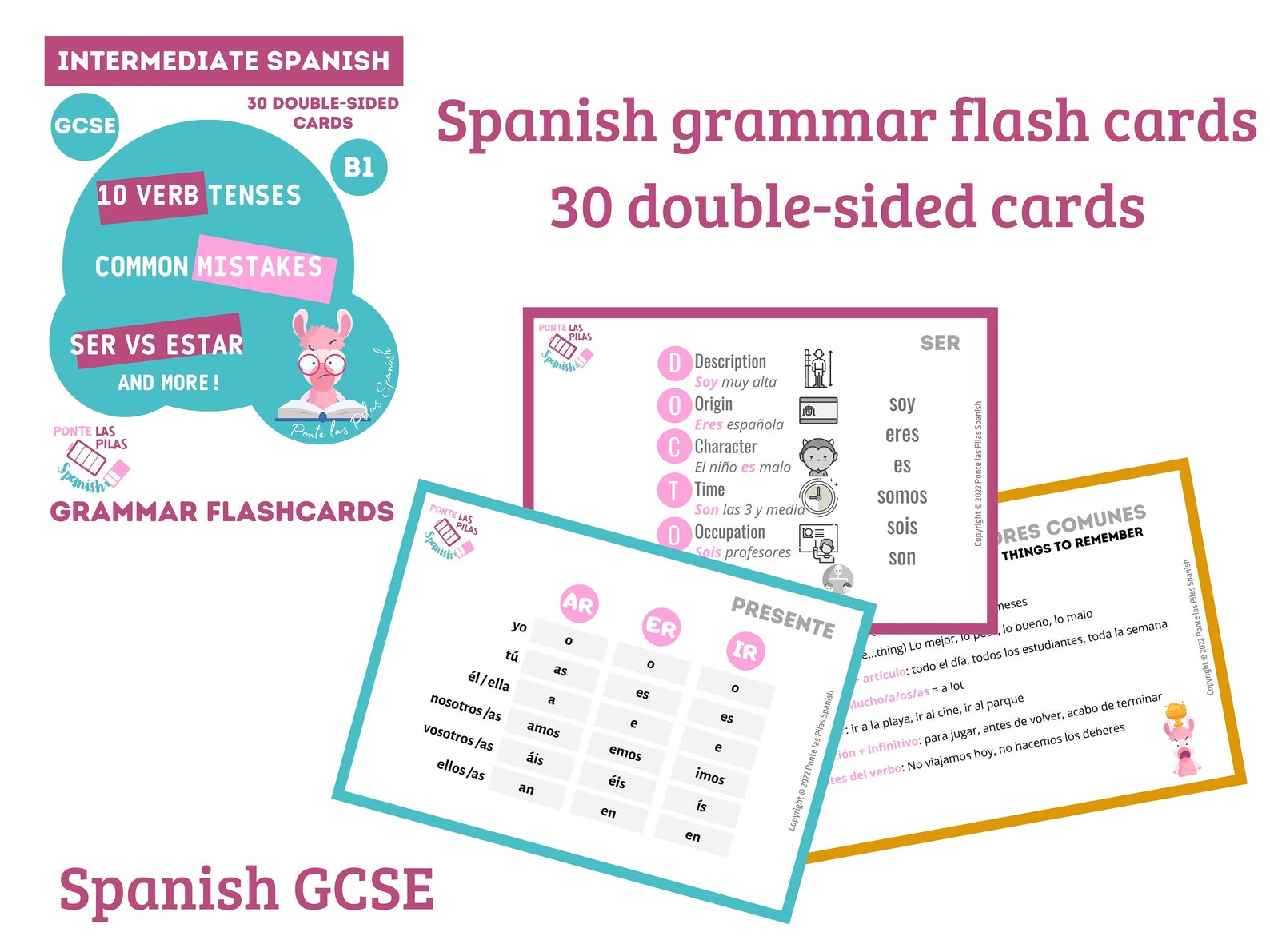 GCSE Spanish Intermediate Spanish Grammar Flash Cards - Etsy UK