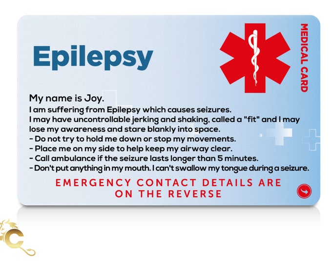 Epilepsy Awareness Medical ID Card With With Safety Breakaway Lanyard ...