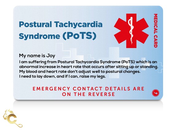 Postural Orthostatic Tachycardia Syndrome Awareness (PoTS) Medical Card ...
