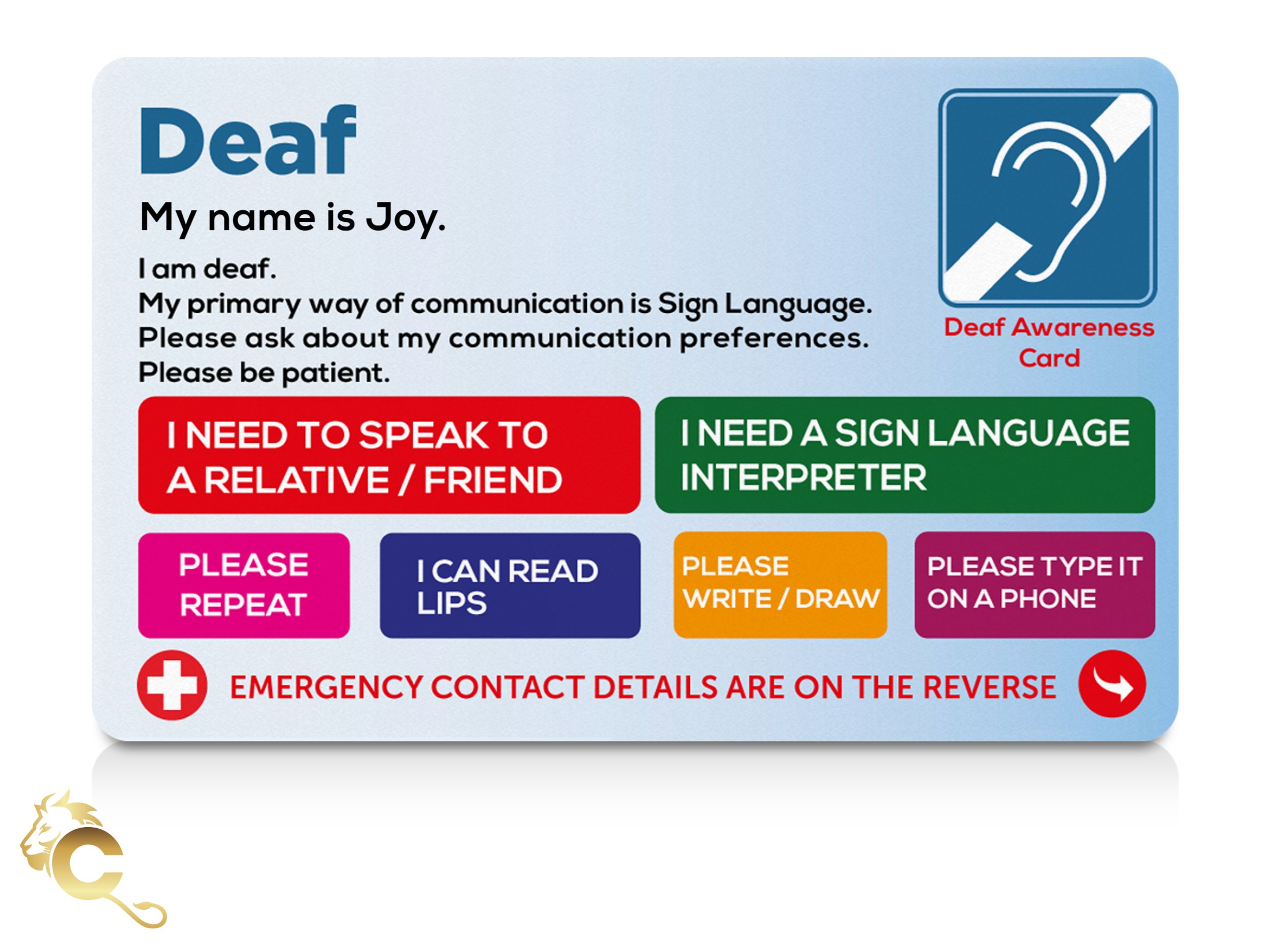 Deaf Awareness Medical Alert ID Card Safety Breakaway - Etsy UK