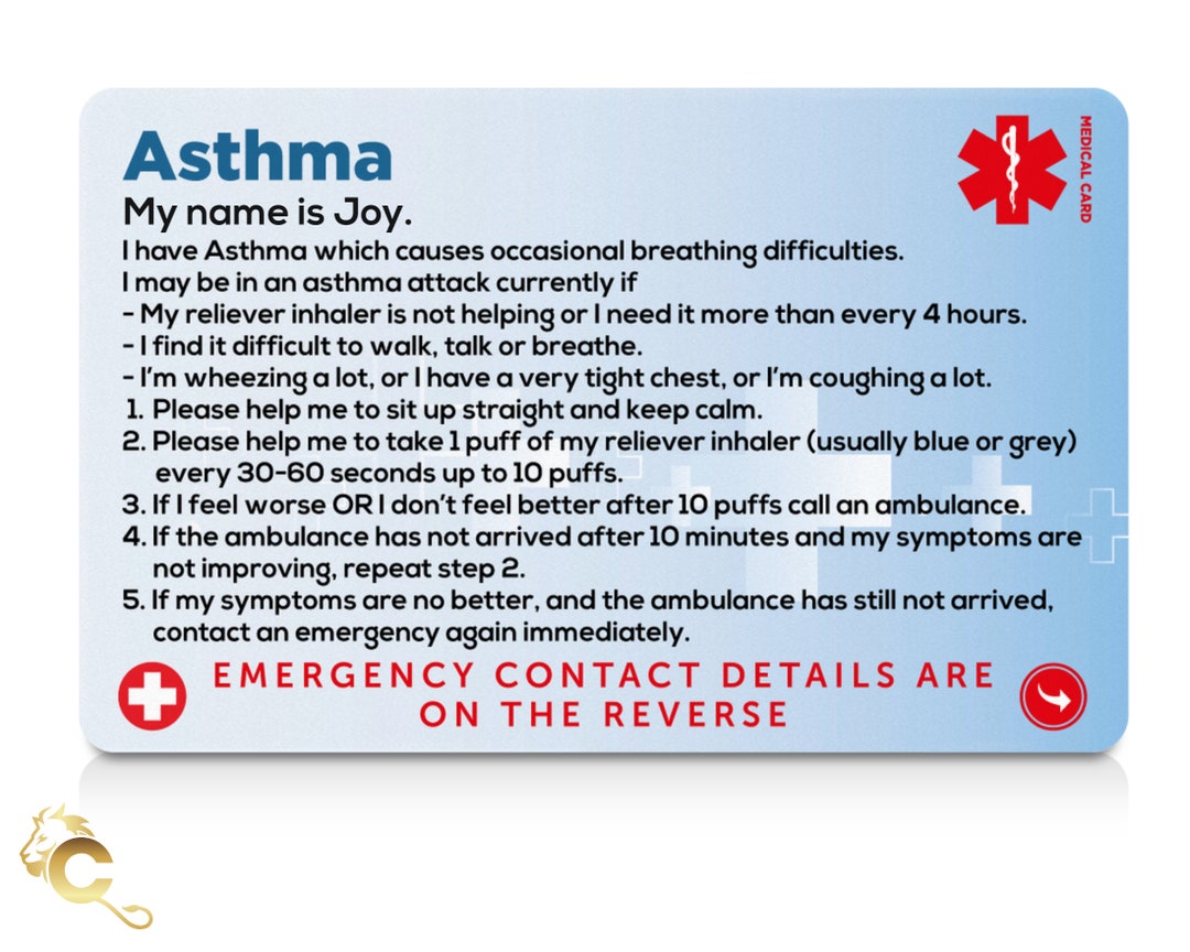 Asthma Awareness Medical Alert ID Card 20mm Safety Breakaway Buckle ...
