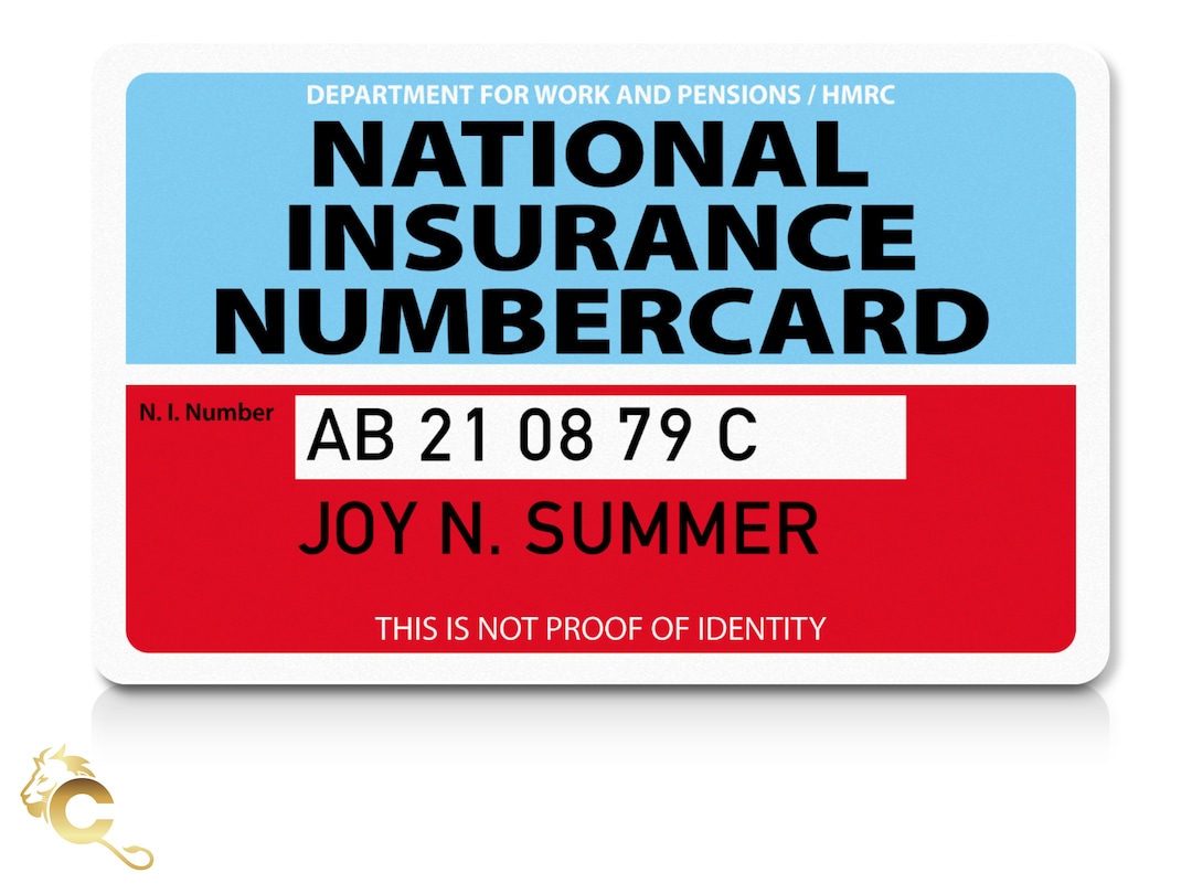 Nino Custom Printed Replacement National Insurance Number Card Hard ...