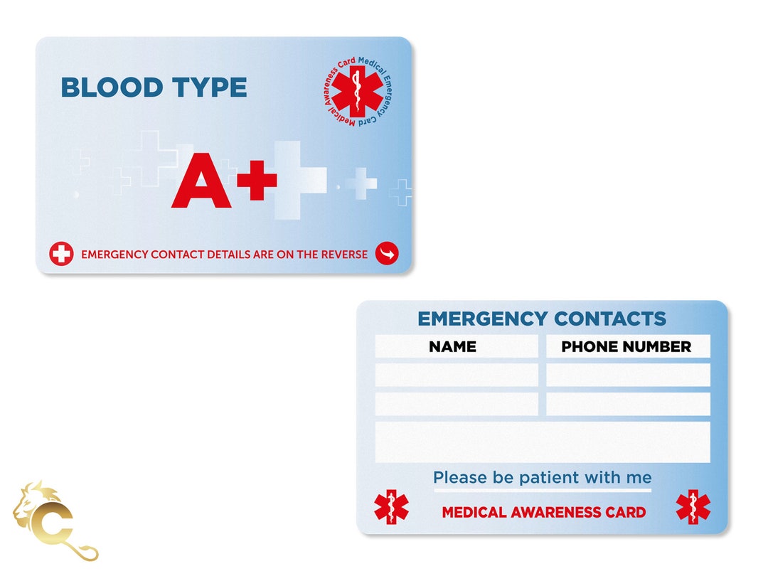 Cukko's Lifesaver Medical Blood Type ID Card Blood Group Card - Etsy