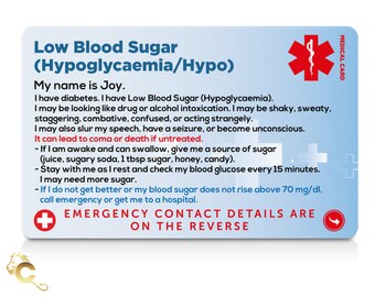 Diabetes Photo Medical ID Card, Diabetic Alert Card/badge - Etsy