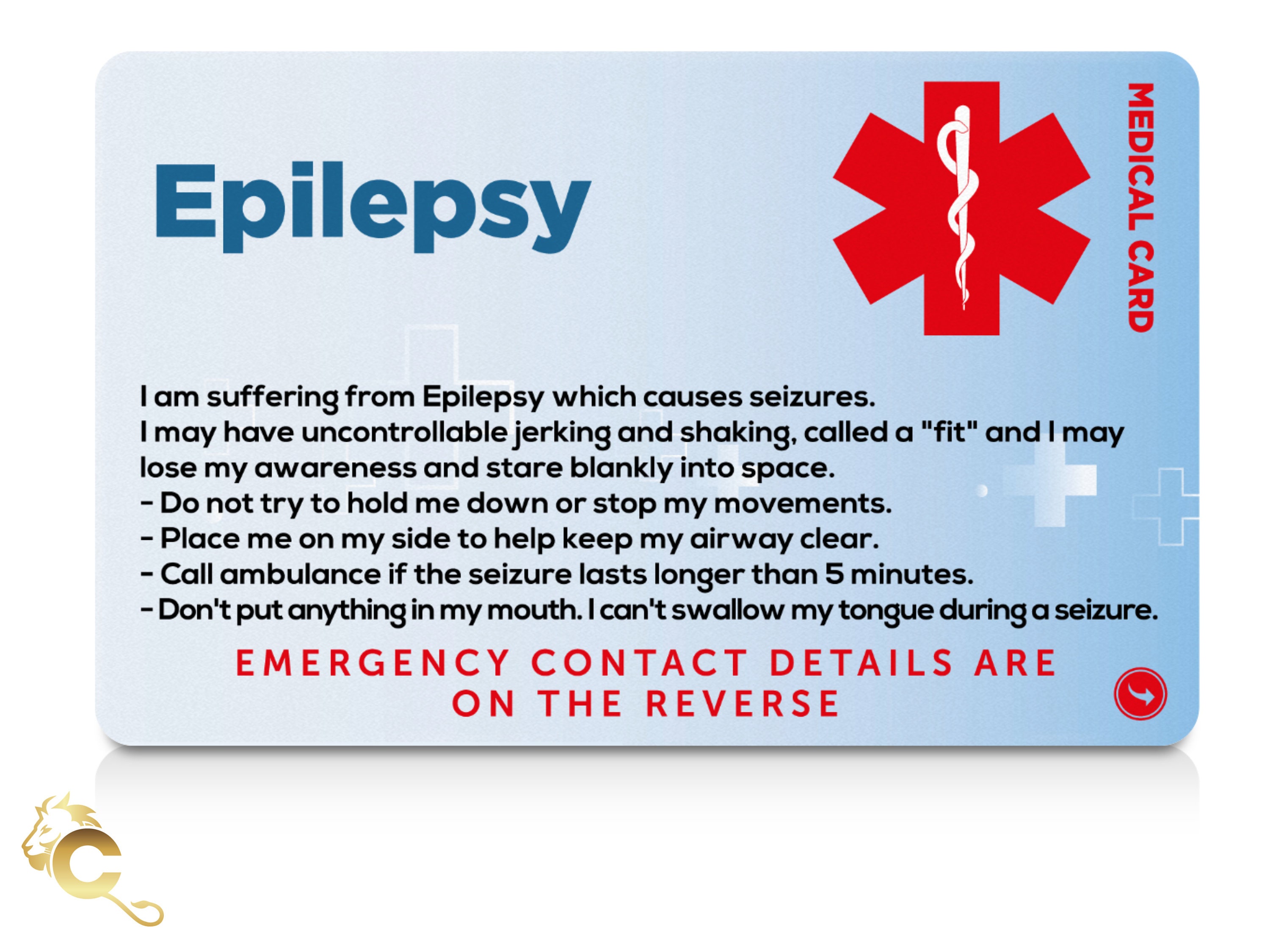 Epilepsy Awareness Medical ID Card With With Safety Breakaway - Etsy ...
