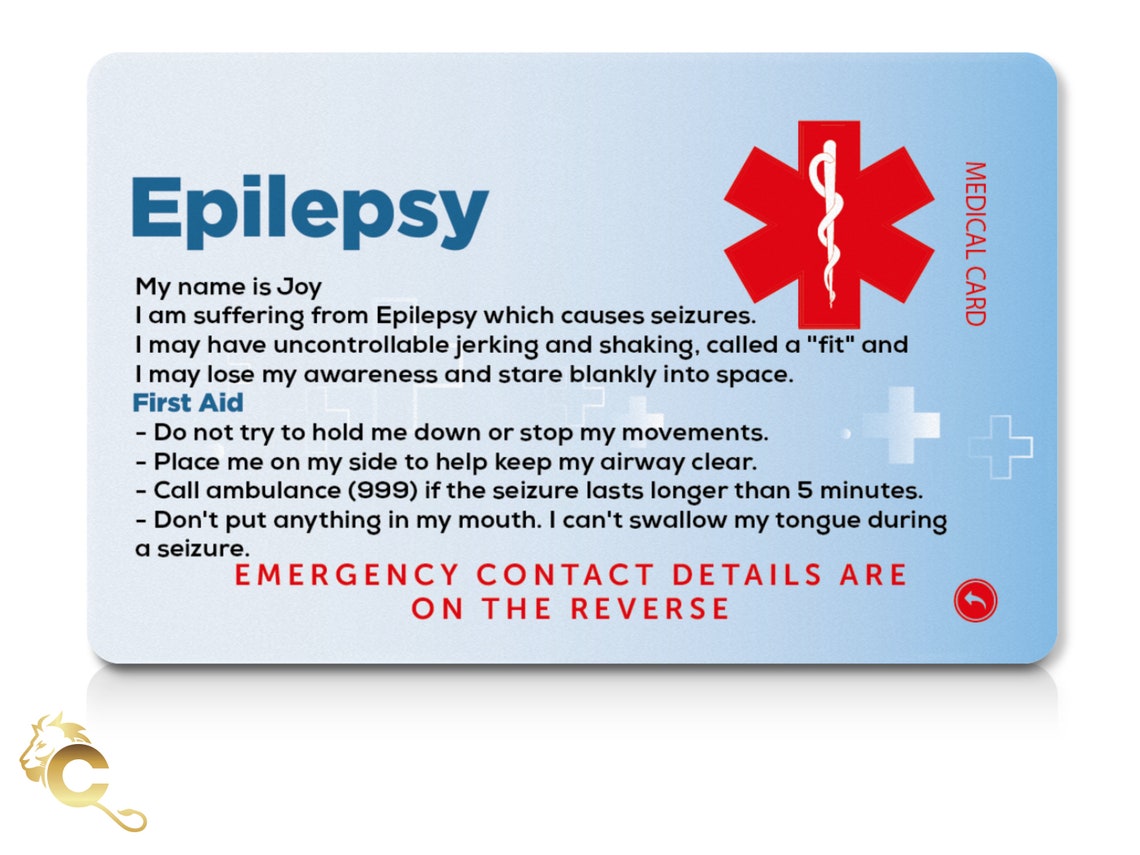 Epilepsy Awareness Medical ID Card With With Safety Breakaway | Etsy