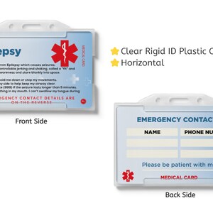 Epilepsy Awareness Medical ID Card With With Safety Breakaway Lanyard ...
