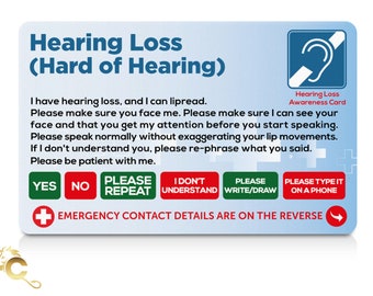 Hearing Impaired Awareness Photo Medical ID Alert Card - Etsy