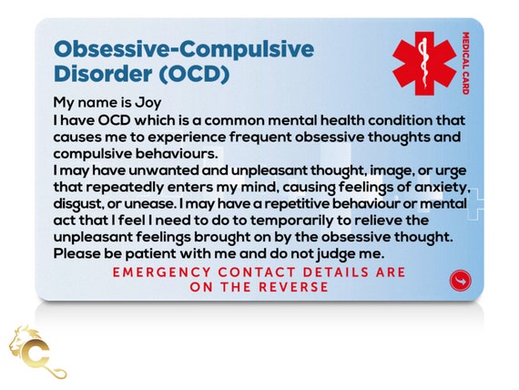 Obsessive-compulsive Disorder OCD Awareness Medical ID Card - Etsy