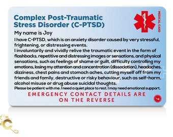 PTSD post Traumatic Stress Disorder Awareness, Photo Medical ID Alert ...