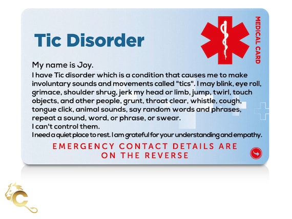 Tic Disorder Awareness Medical ID Card With Safety Breakaway - Etsy