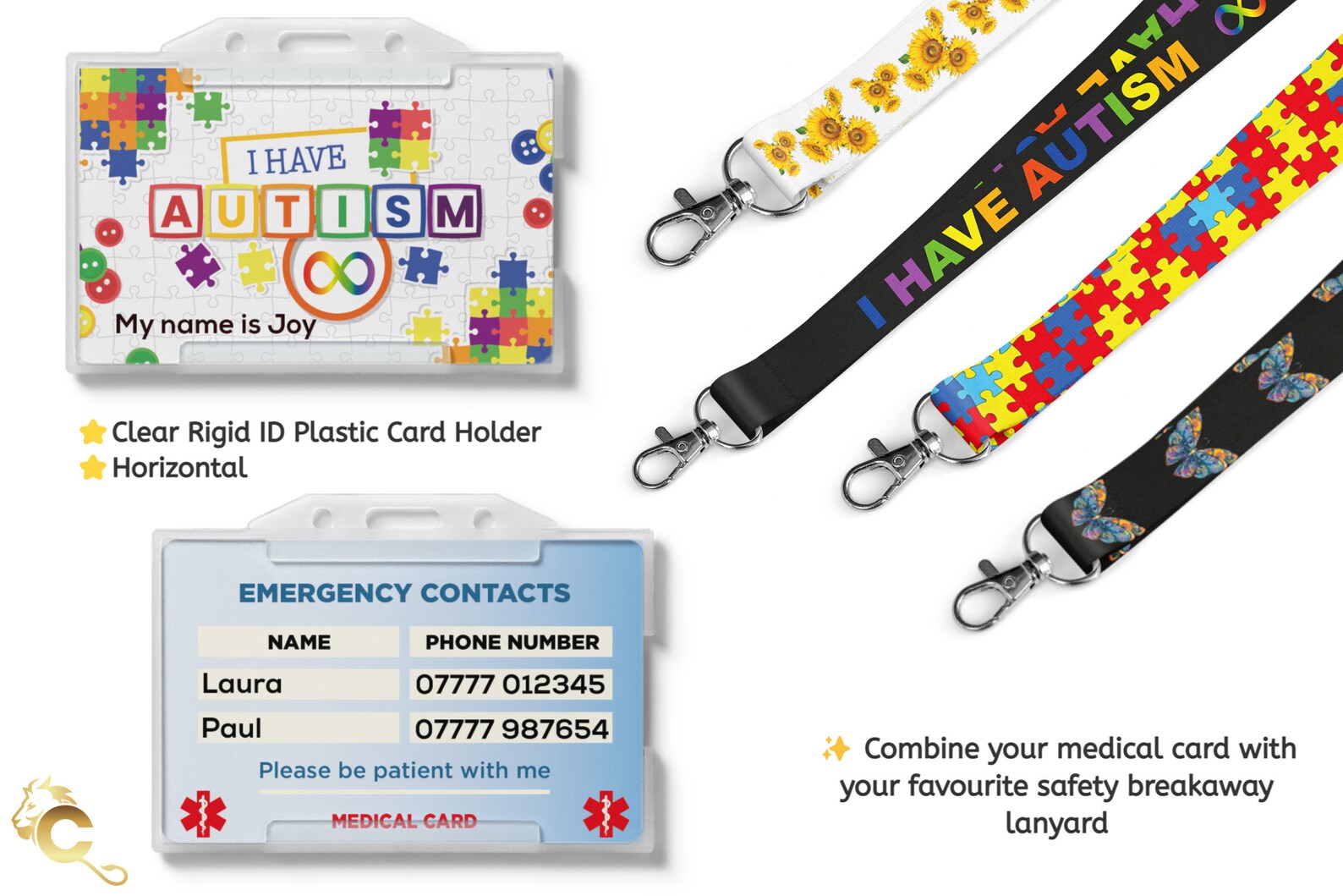 Autism Awareness Medical ID Card With Safety Breakaway Lanyard - Etsy