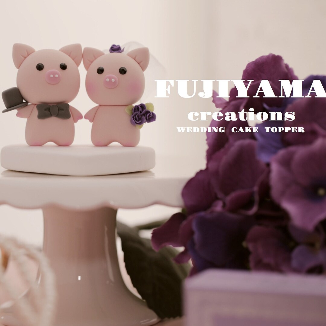 Pig Wedding Cake Topper,piggy Cake Topper,handmade Couple Cake Topper ...