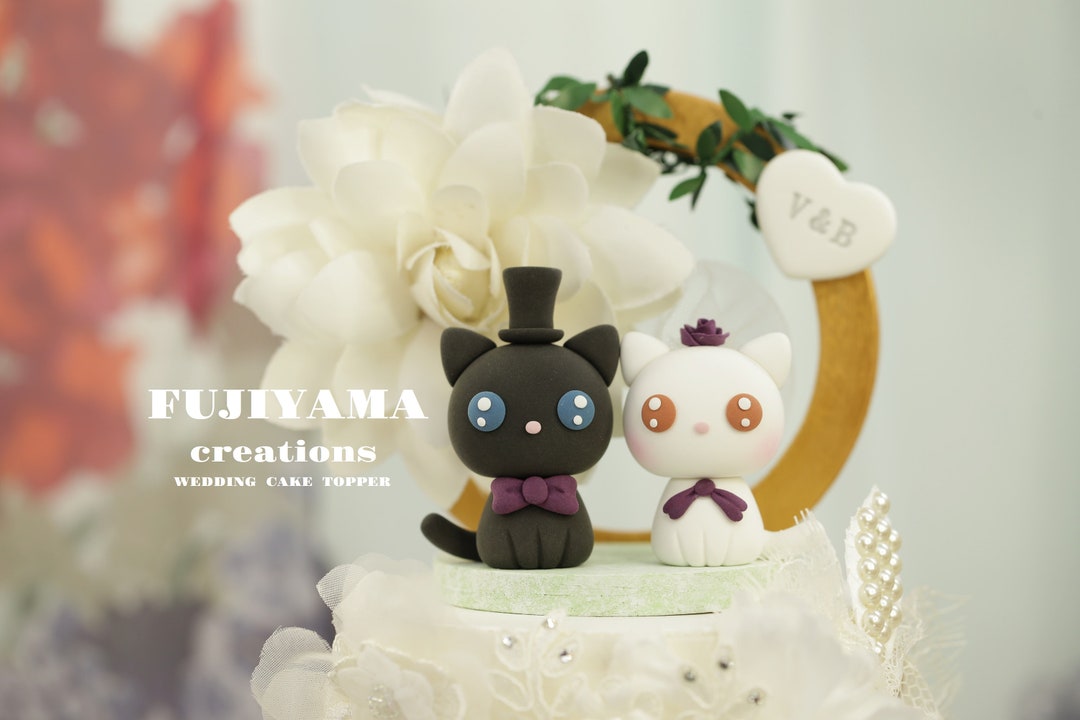Kitty Wedding Cake Topper,cat Cake Topper,handmade Couple Cake Topper ...