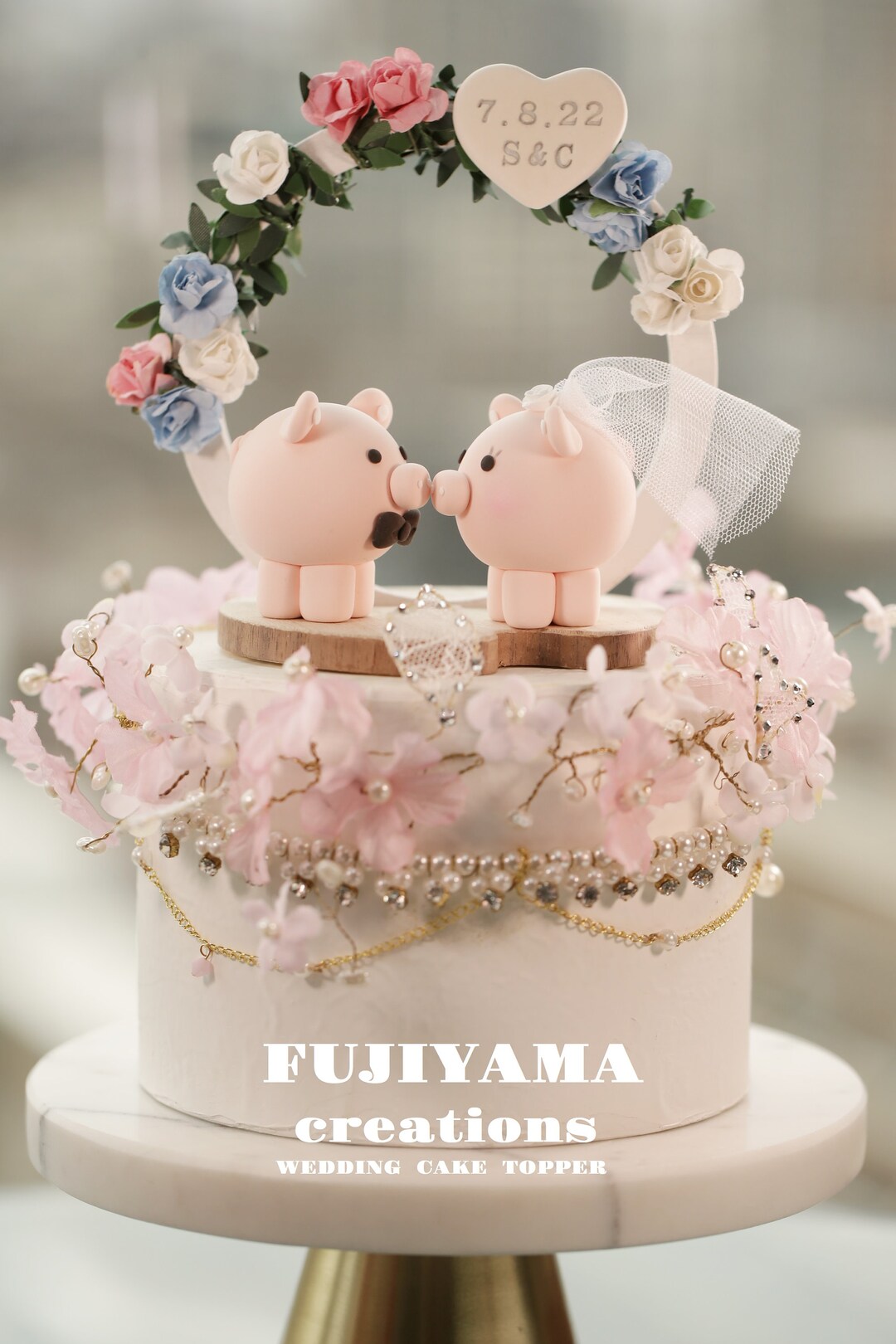 Pig Wedding Cake Topper,piggy Cake Topper,handmade Couple Cake Topper ...