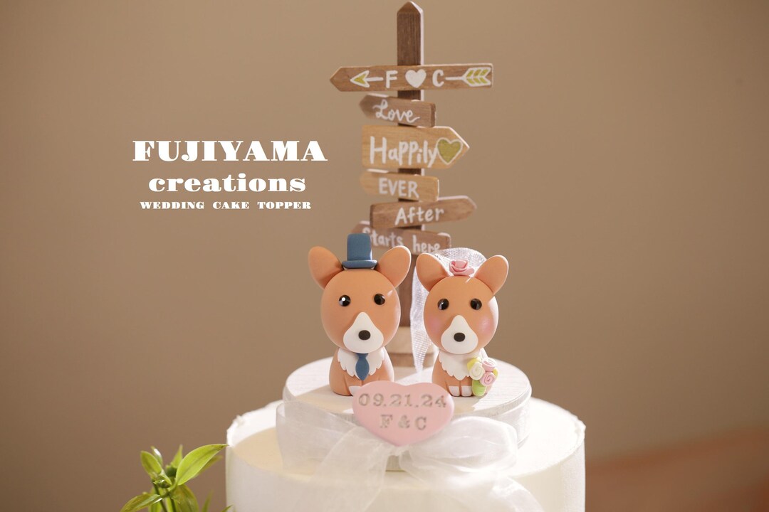 Corgi Couple Wedding Cake Topper,custom Corgi Cake Topper,pembroke ...