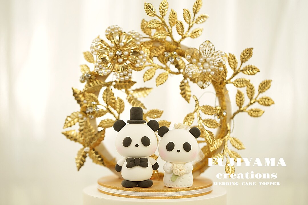 Cute Panda Wedding Cake Topper,handmade Couple Cake Topper,custom ...