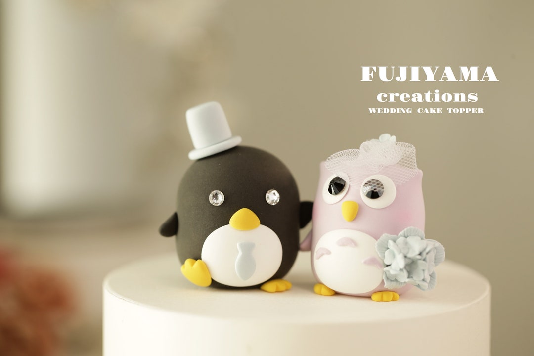 Penguin and Owl Wedding Cake Topper,owls Couple Bride and Groom Cake ...