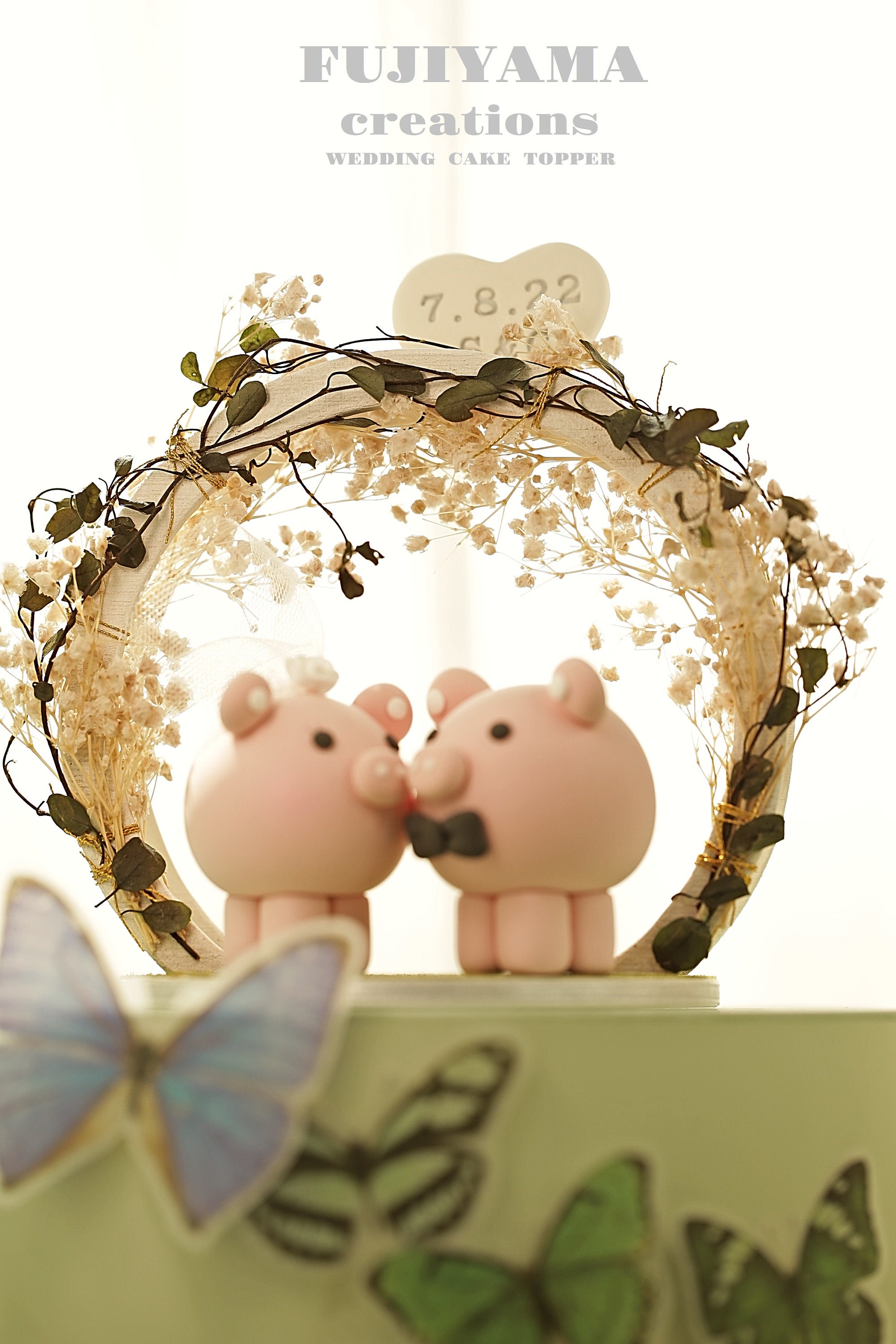 Pig Wedding Cake Topper,piggy Cake Topper,handmade Couple Cake Topper ...