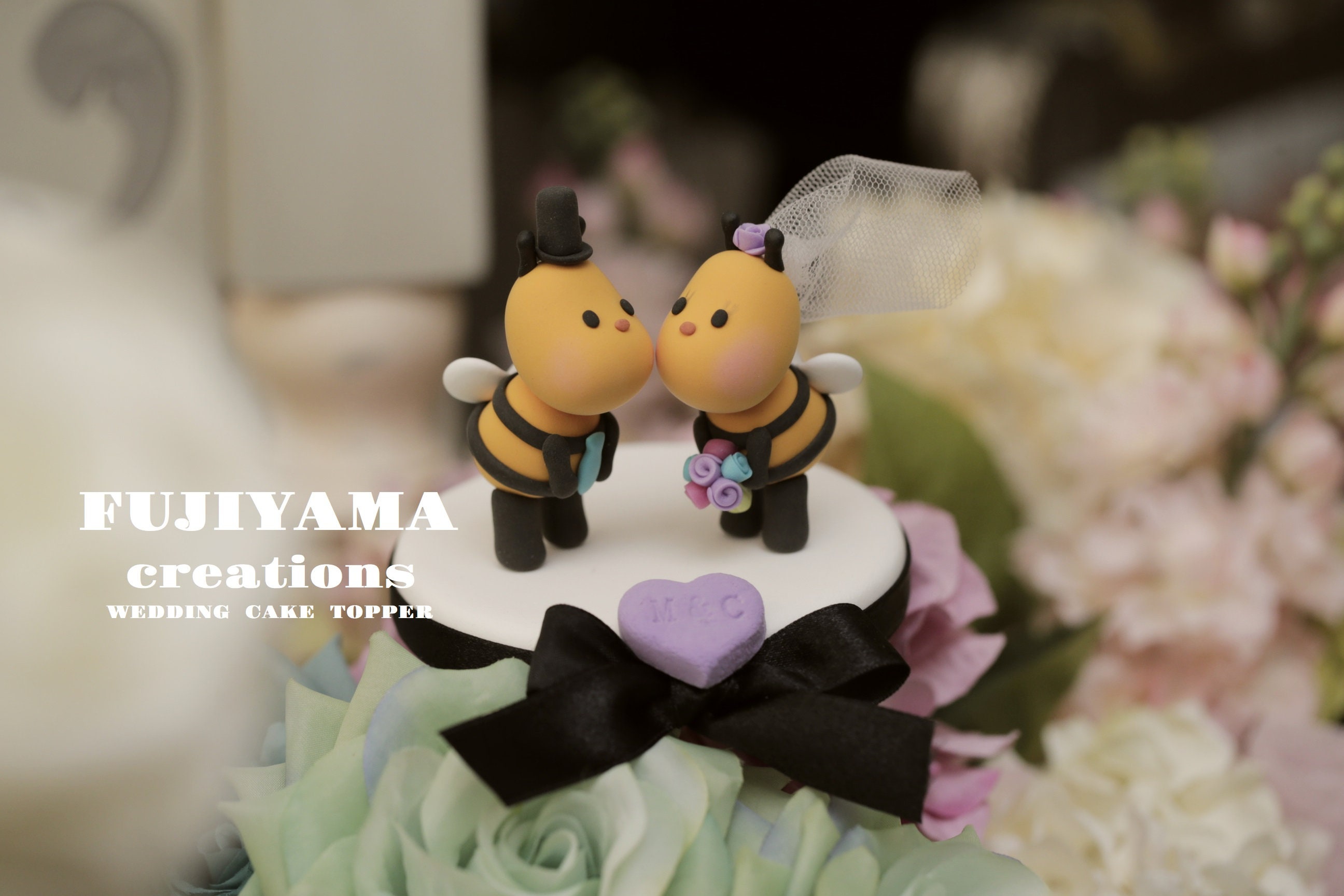 kissing bees wedding cake topper,bee cake topper,ladybug cake topper ...