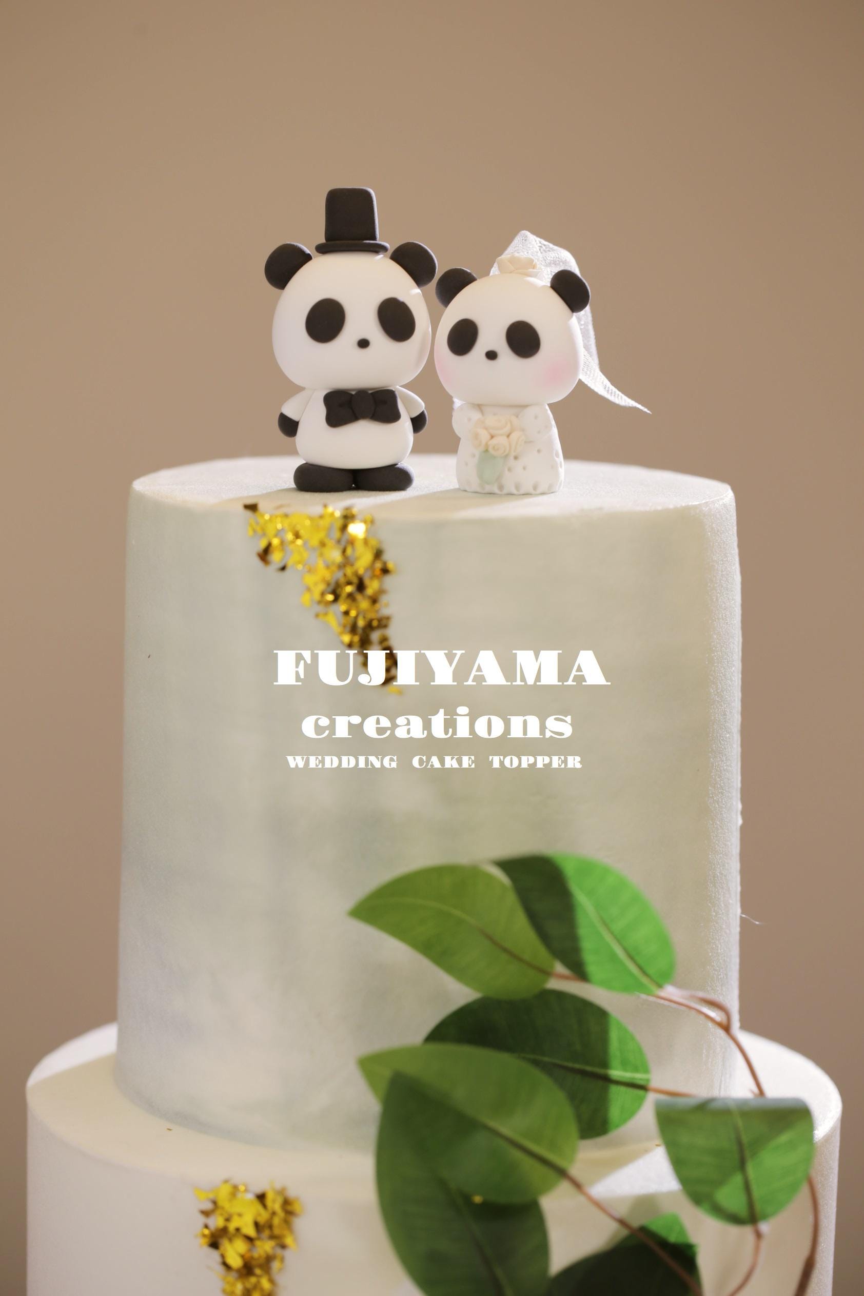Cute Panda Wedding Cake Topper,handmade Couple Cake Topper,custom ...