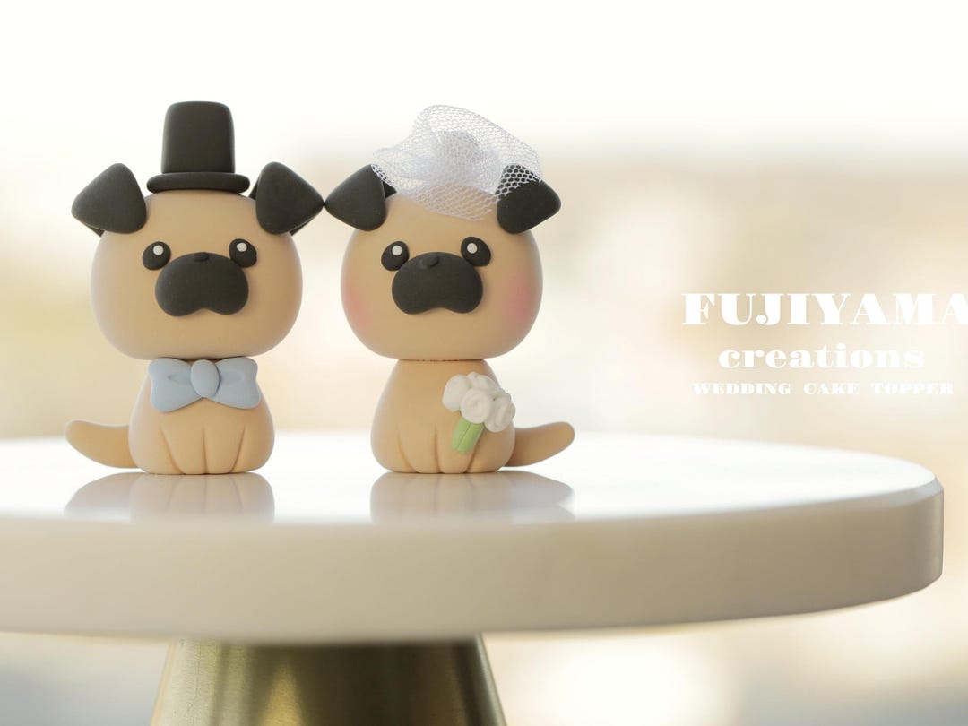 Pug Wedding Cake Topper,handmade Pug Cake Topper,pug Couple Cake Topper ...