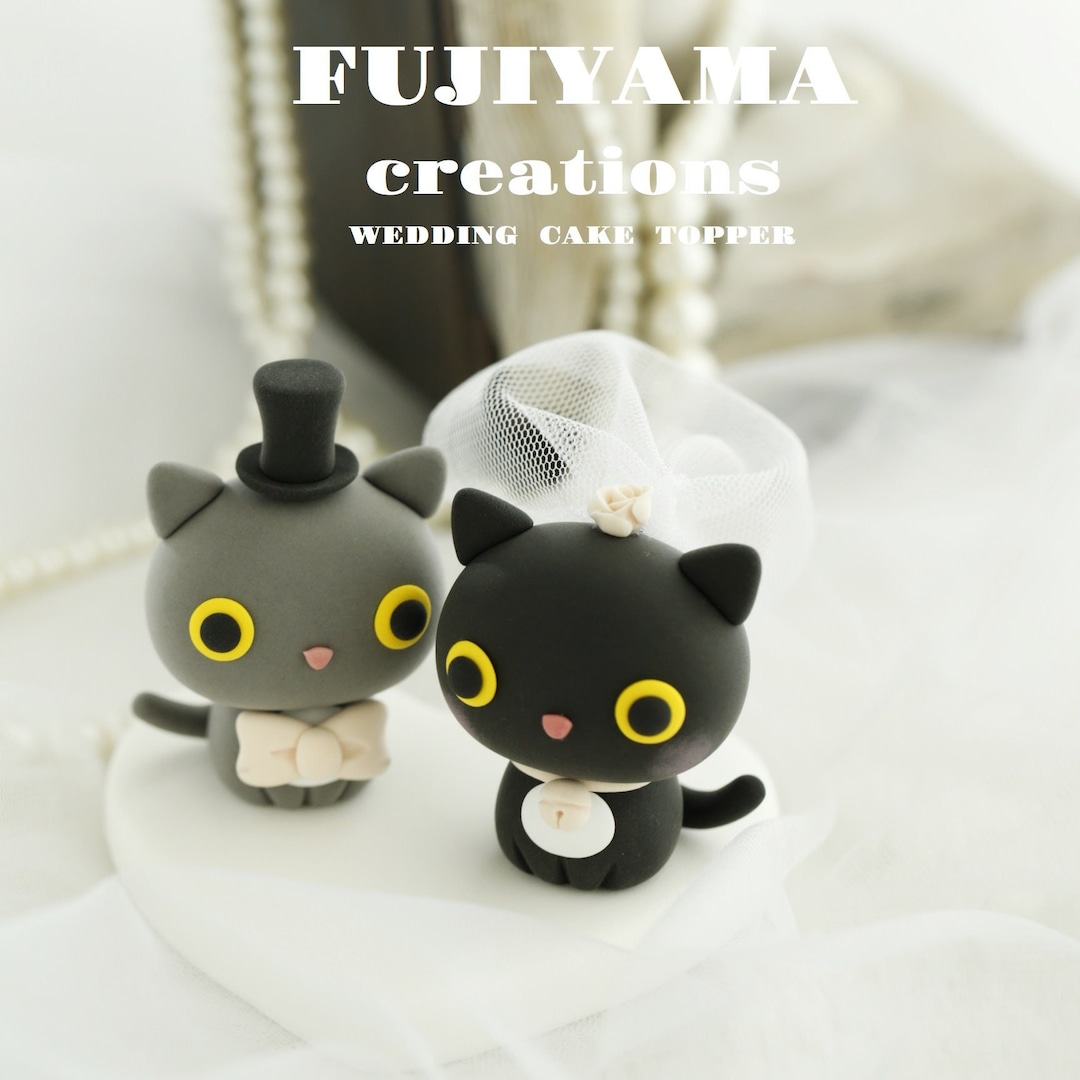 Kitty Wedding Cake Topper,cat Cake Topper,handmade Couple Cake Topper ...