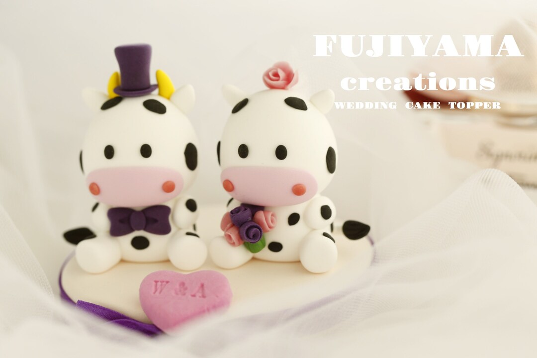 Topper de pastel de bodas de vaca, topper de pastel de pareja de buey ...