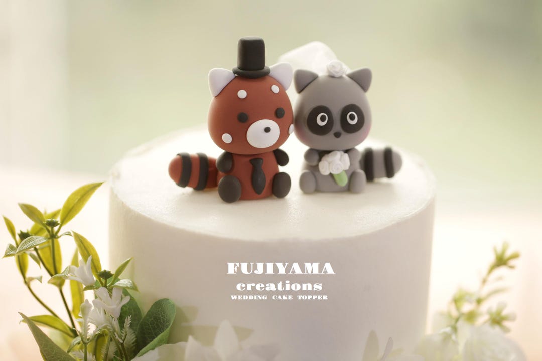 Raccoon and Red Panda Wedding Cake Topper,bride and Groom Cake Topper ...
