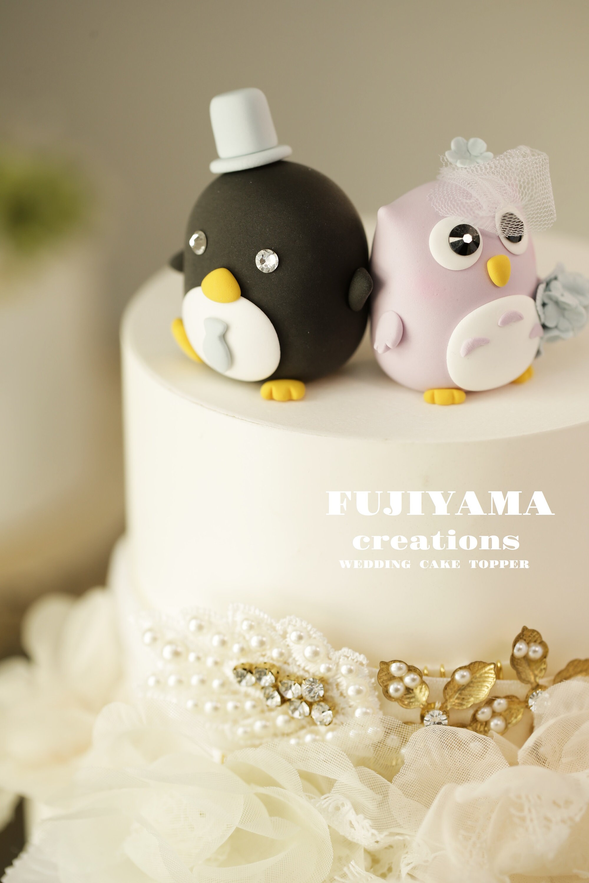 Penguin and Owl Wedding Cake Topper,owls Couple Bride and Groom Cake ...