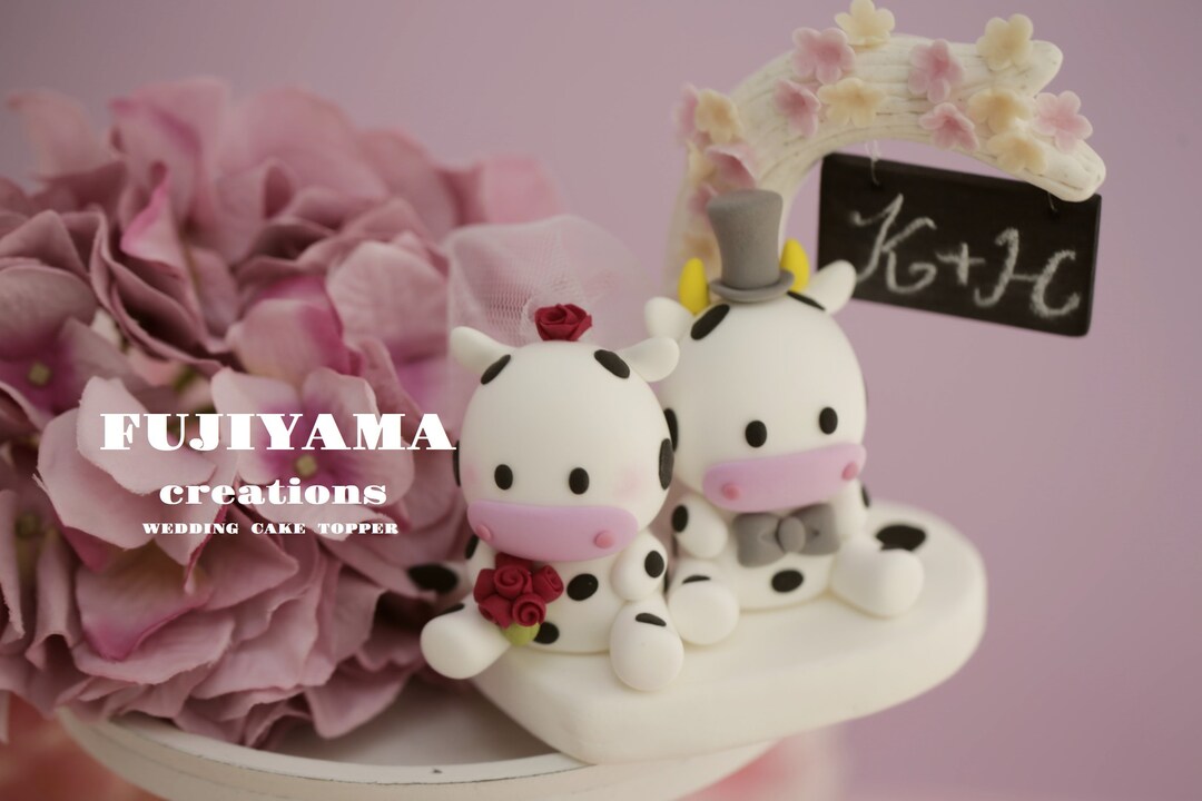 Topper de pastel de bodas de vaca, topper de pastel de pareja de buey ...
