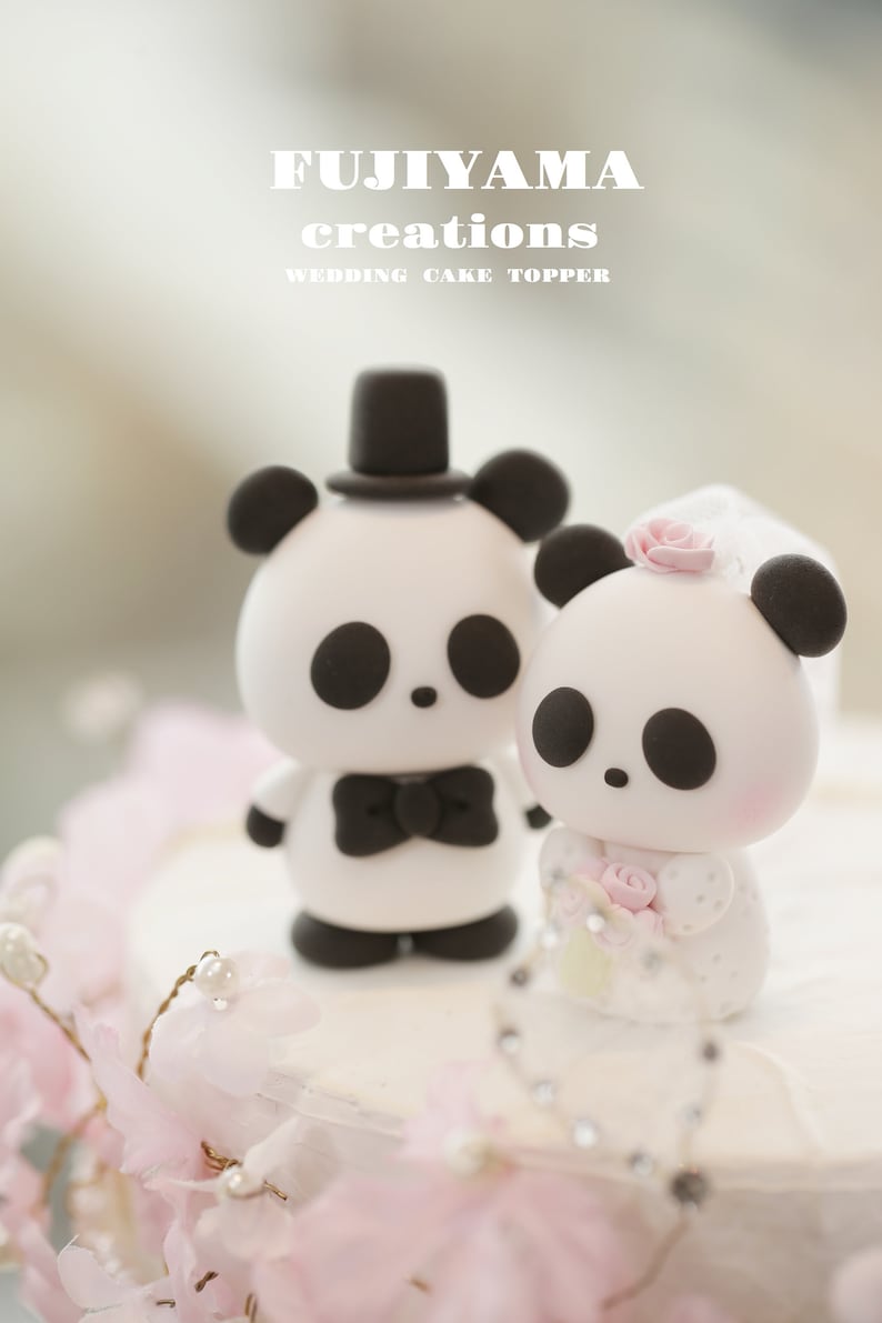 Cute Panda Wedding Cake Topper,handmade Couple Cake Topper,custom ...