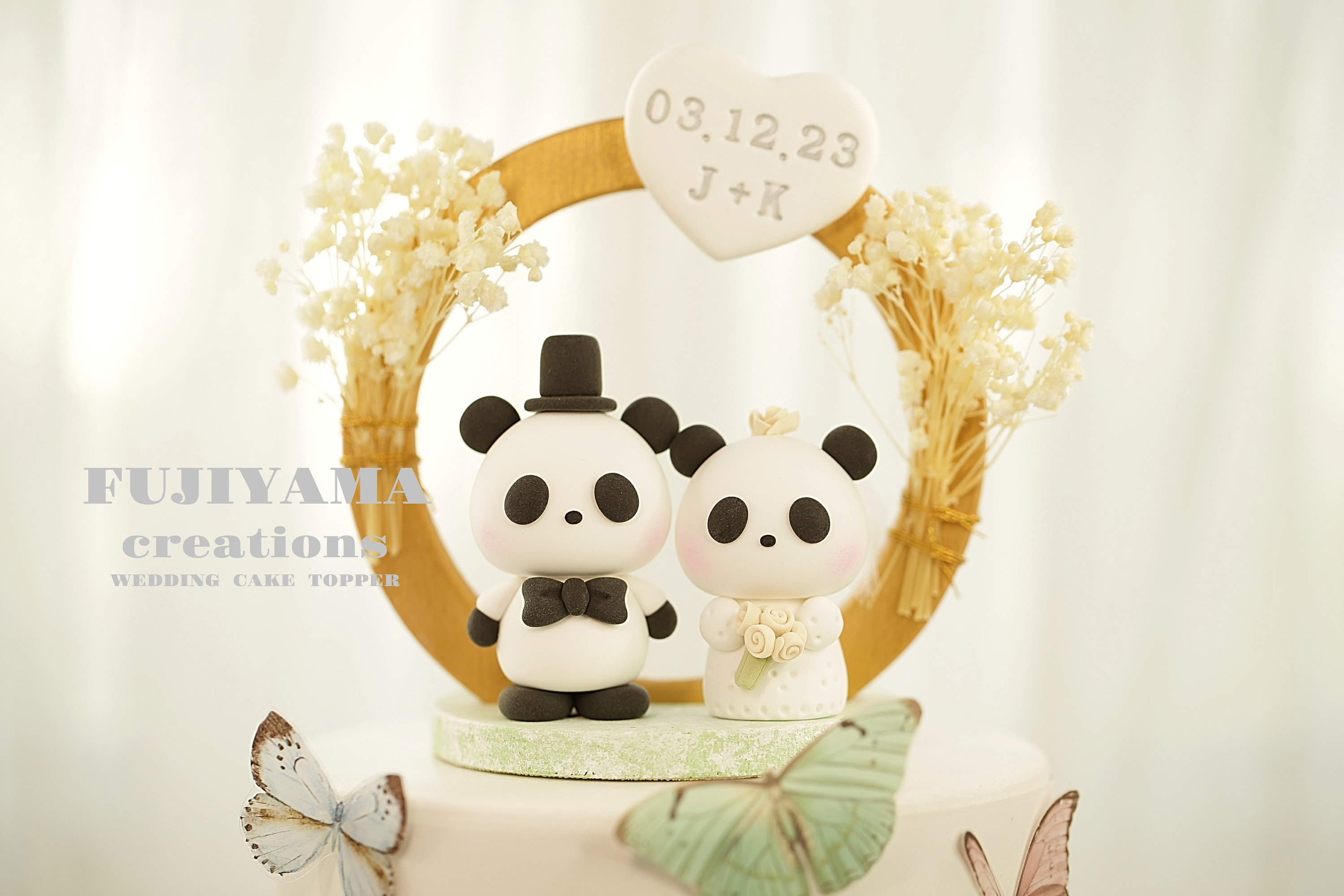 Cute Panda Wedding Cake Topper,handmade Couple Cake Topper,custom ...