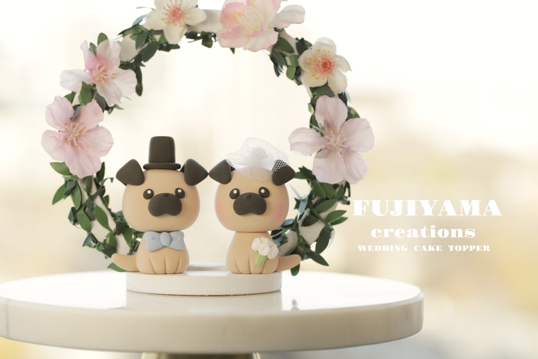 Pug Wedding Cake Topper,handmade Pug Cake Topper,pug Couple Cake Topper ...