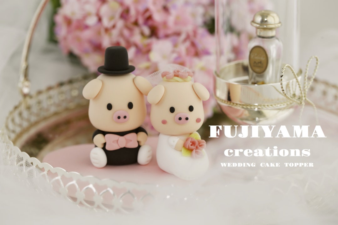 Pig Wedding Cake Topper,piggy Cake Topper,handmade Couple Cake Topper ...