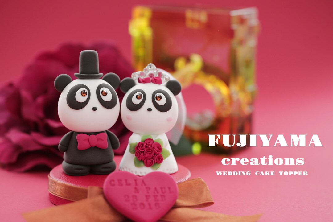 Cute Panda Wedding Cake Topper,handmade Couple Cake Topper,custom ...