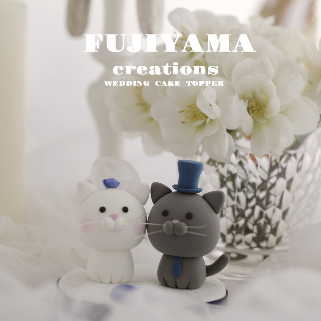 Kitty Wedding Cake Topper,cat Cake Topper,handmade Couple Cake Topper ...
