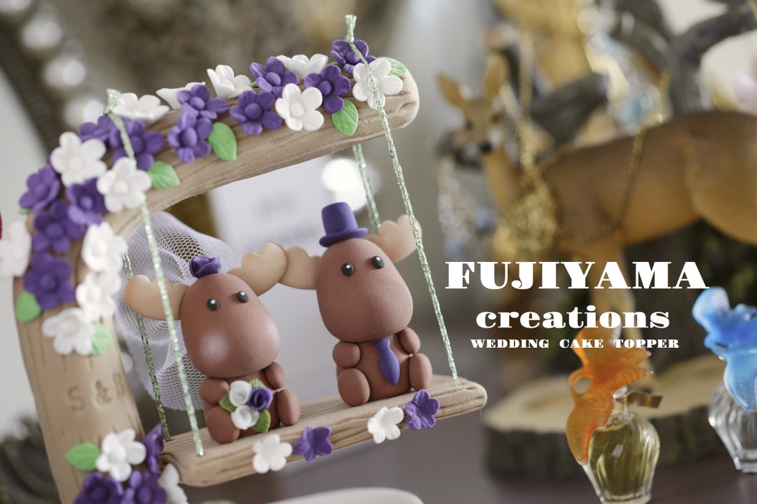 Moose Couple Wedding Cake Topper,bride and Groom Cake Topper,handmade ...