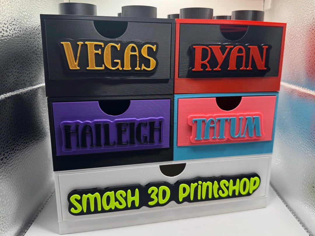 3D Printed Brick Storage Drawers Lego Style Brick Custom Text Includes ...