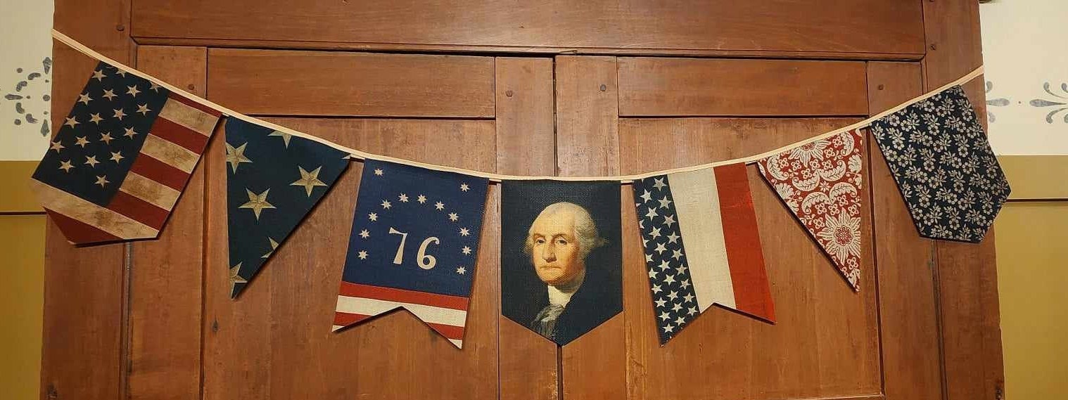 Primitive Flag Garland,primitive George Washington Banner,american Flag ...