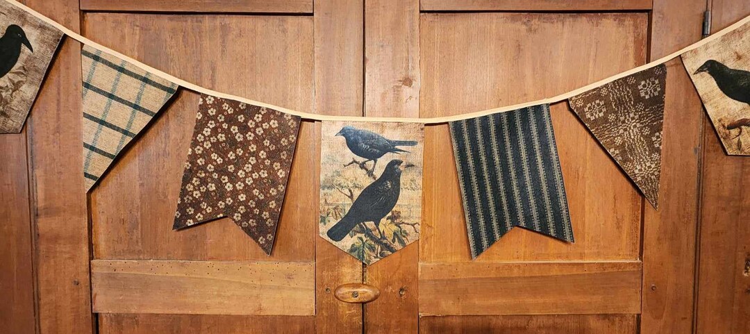 Primitive Fall Banner,crow Banner,homespun Harvest Banner - Etsy